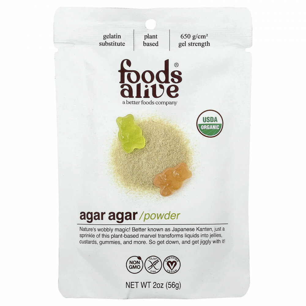 Foods Alive, агар-агар в порошке, 56 г (2 унции)