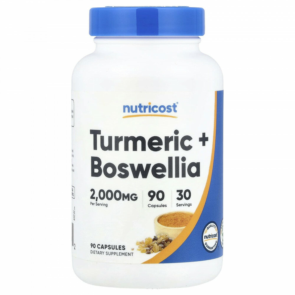 Nutricost, куркума + босвеллия, 90 капсул