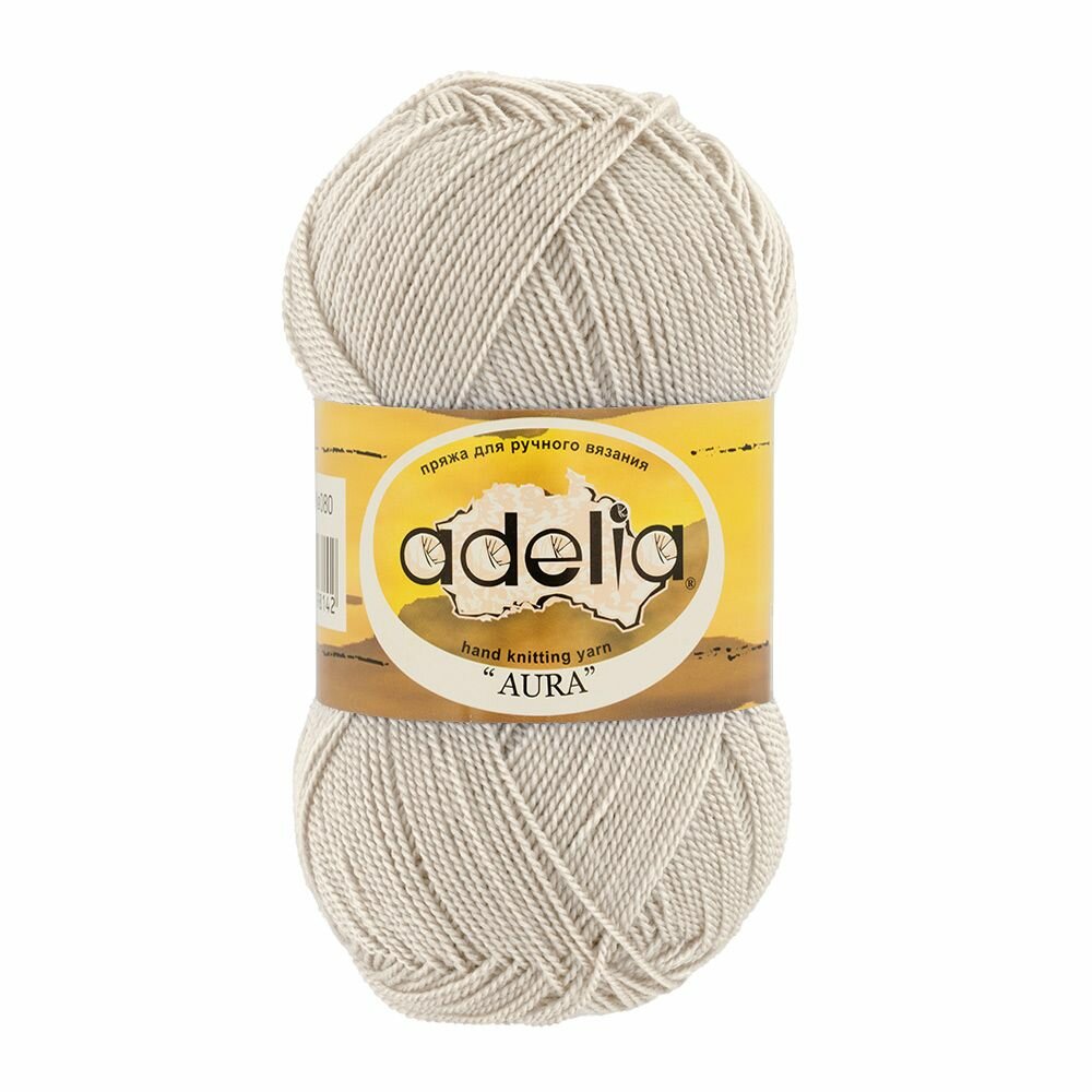 2 шт. Пряжа ADELIA "AURA" 100% акрил 1 шт. х 50 г 250 м 5 м №018 бежевый