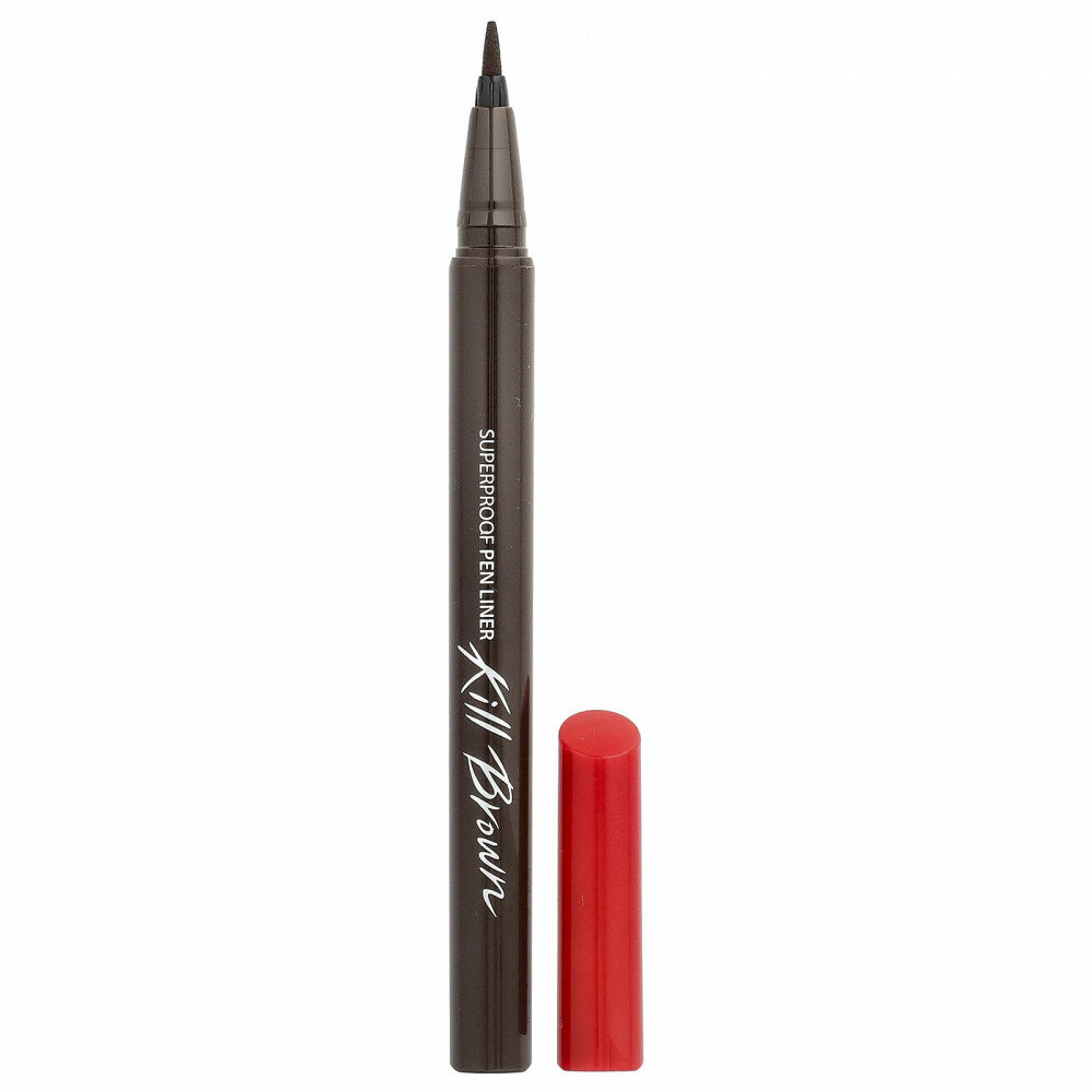 Clio, Superproof Pen Liner, Kill Brown, коричневый цвет 02, 0,55 мл (0,01 жидк. Унции)