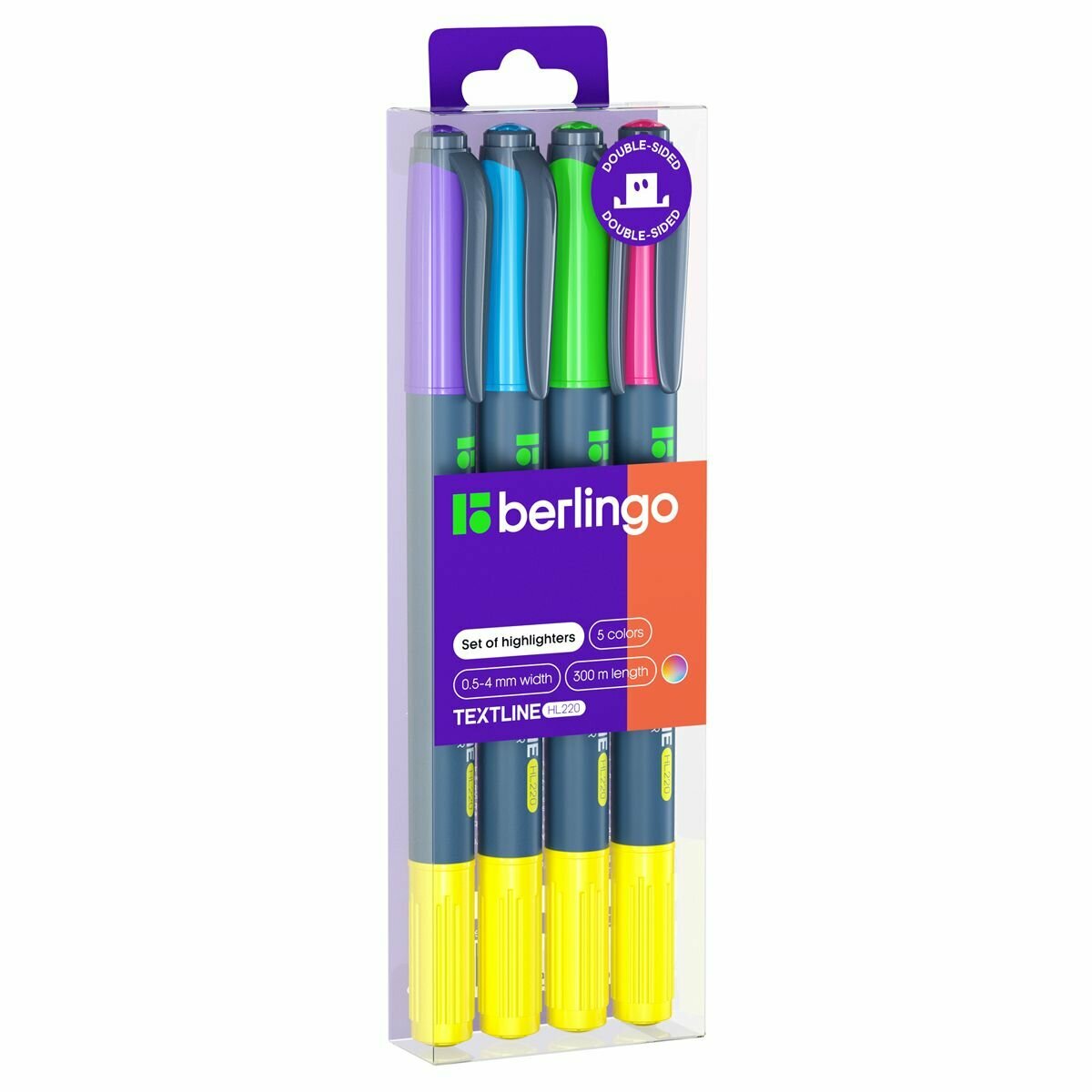 2 шт. Набор маркеров текстовыделителей BERLINGO "Textline HL220" 4цв, 0,5-4мм (T2020)