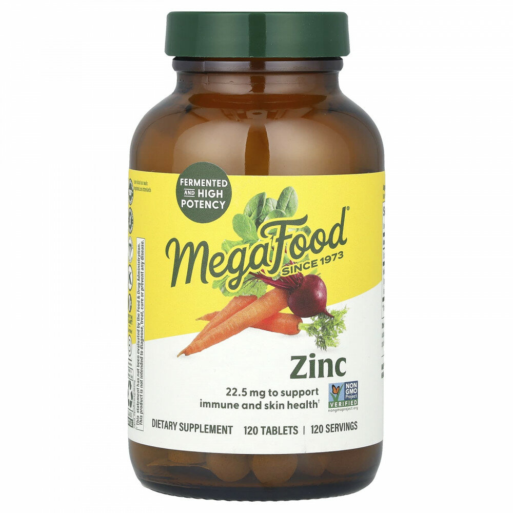MegaFood, цинк, 22,5 мг, 120 таблеток
