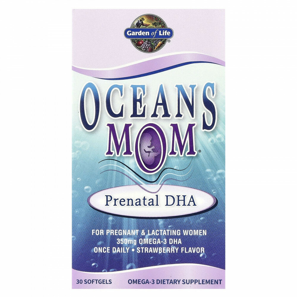 Garden of Life, Oceans Mom®, пренатальная ДГК, со вкусом клубники, 350 мг, 30 капсул