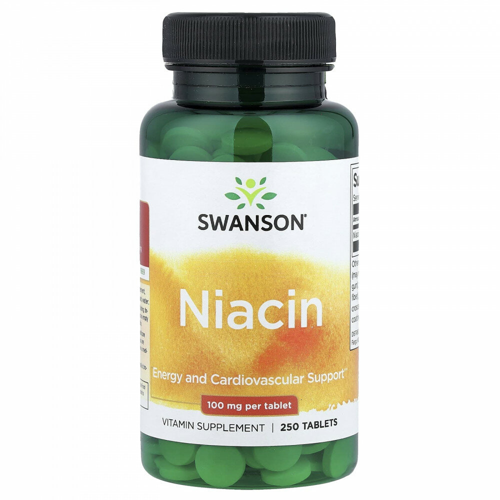 Swanson Vitamins, ниацин, 100 мг, 250 таблеток