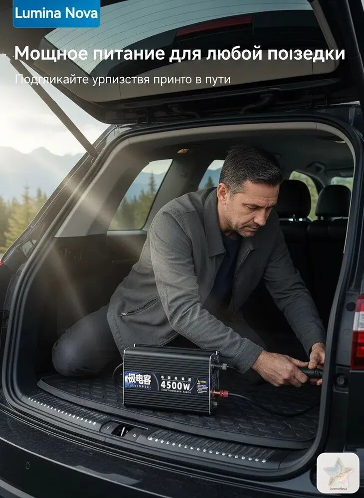 Автомобильный инвертор Lumina Nova 4500 Вт, преобразователь напряжения 12В в 220В — фото 1