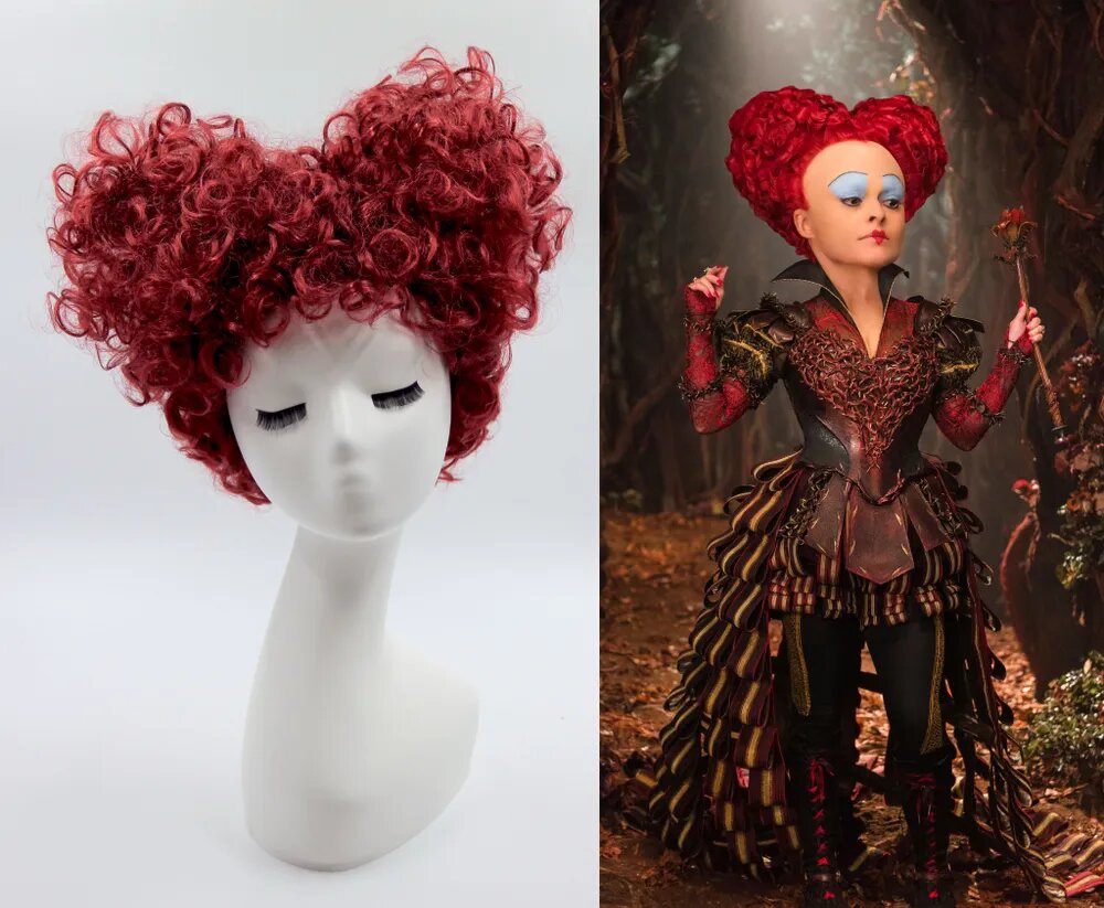 Парик Красной Королевы для девочки, Алиса в Зазеркалье, красный кудрявый парик