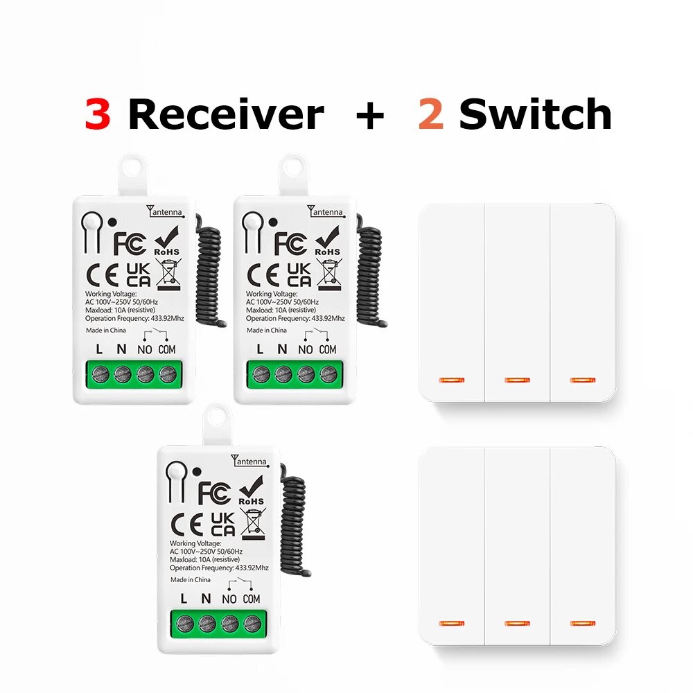 Беспроводной выключатель WenQia 3 Receiver 2 Switch