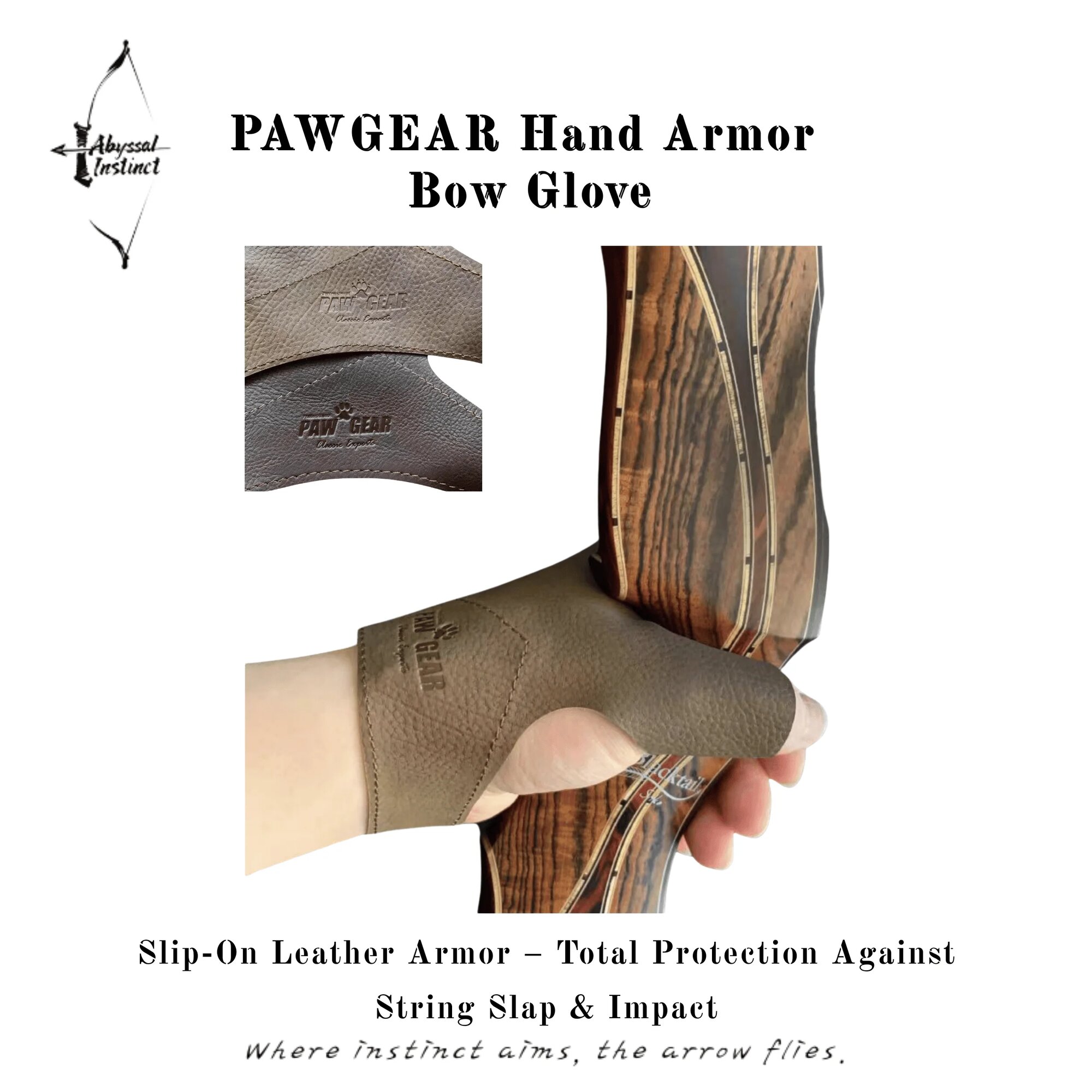 Перчатки PAWGEAR для лука из воловьей кожи М