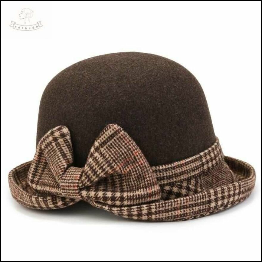 Эксклюзивная повседневная шляпа клош из фетра для женщин, модель церковный котелок с бантом HoralDaily