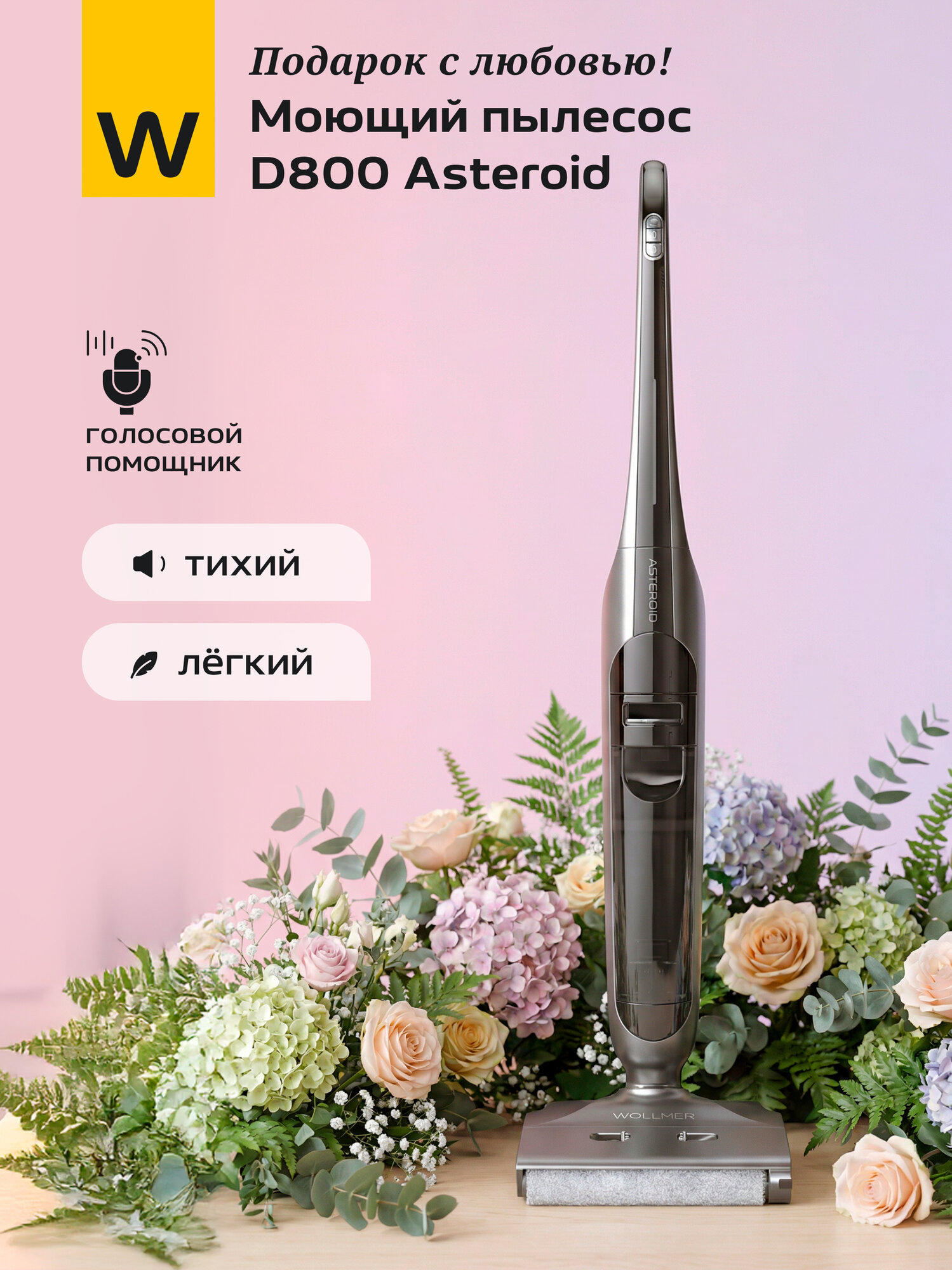 Моющий пылесос Wollmer Asteroid D800, вертикальный моющий пылесос