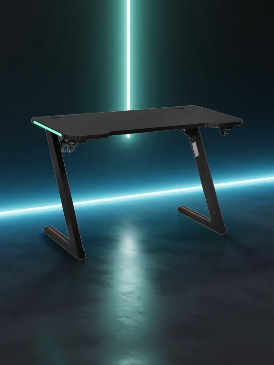 Стол компьютерный DEXP Airbud 120B, ЛДСП, с подсветкой RGB, черный