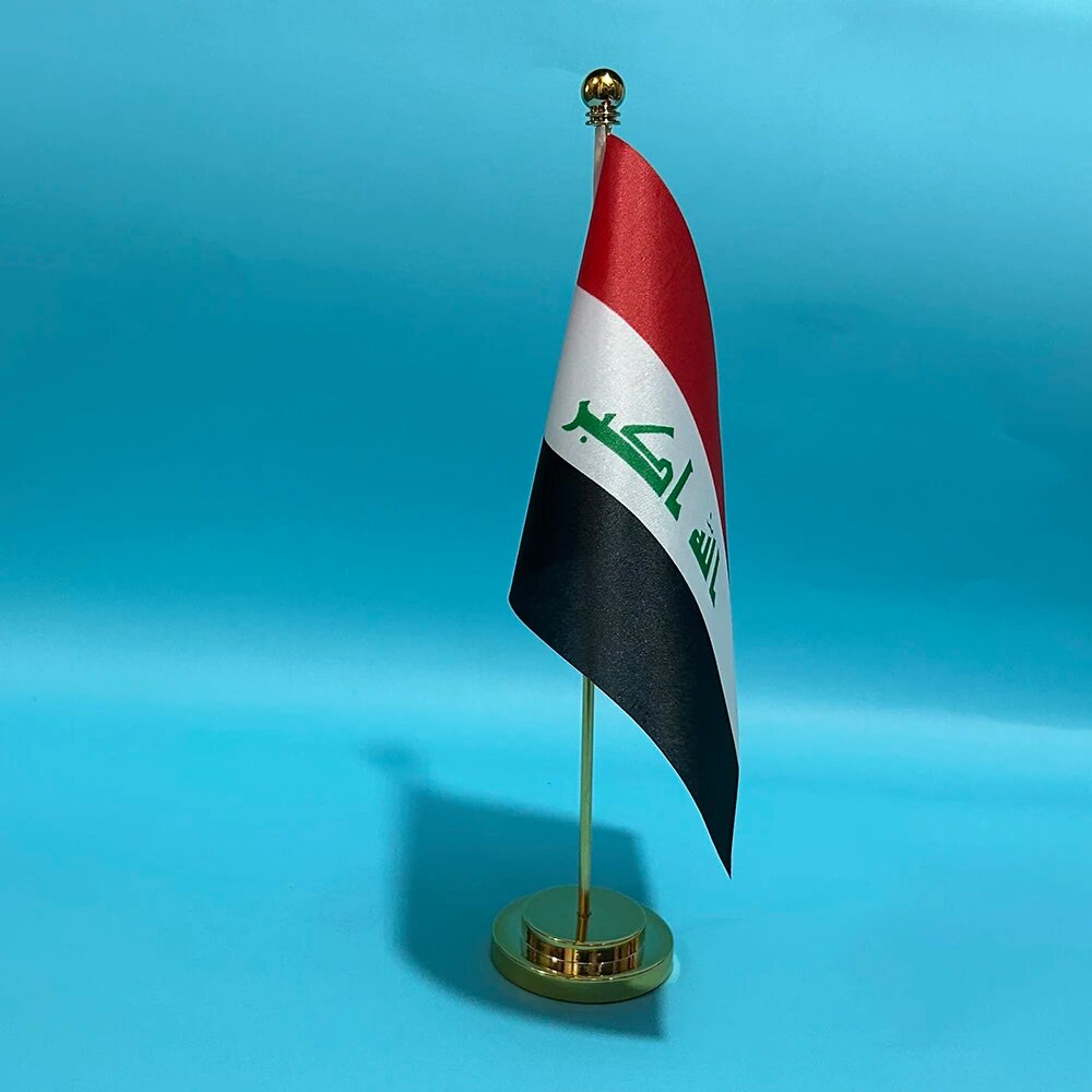 Настольный флаг Ирака SKY FLAG Golden metal rod