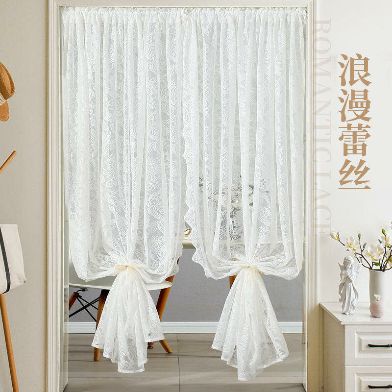 Французские легкие роскошные кружевные прозрачные шторы для спальни, эркеров и балконов, волнообразной формы, без сверления, крепятся с помощью магической ленты.