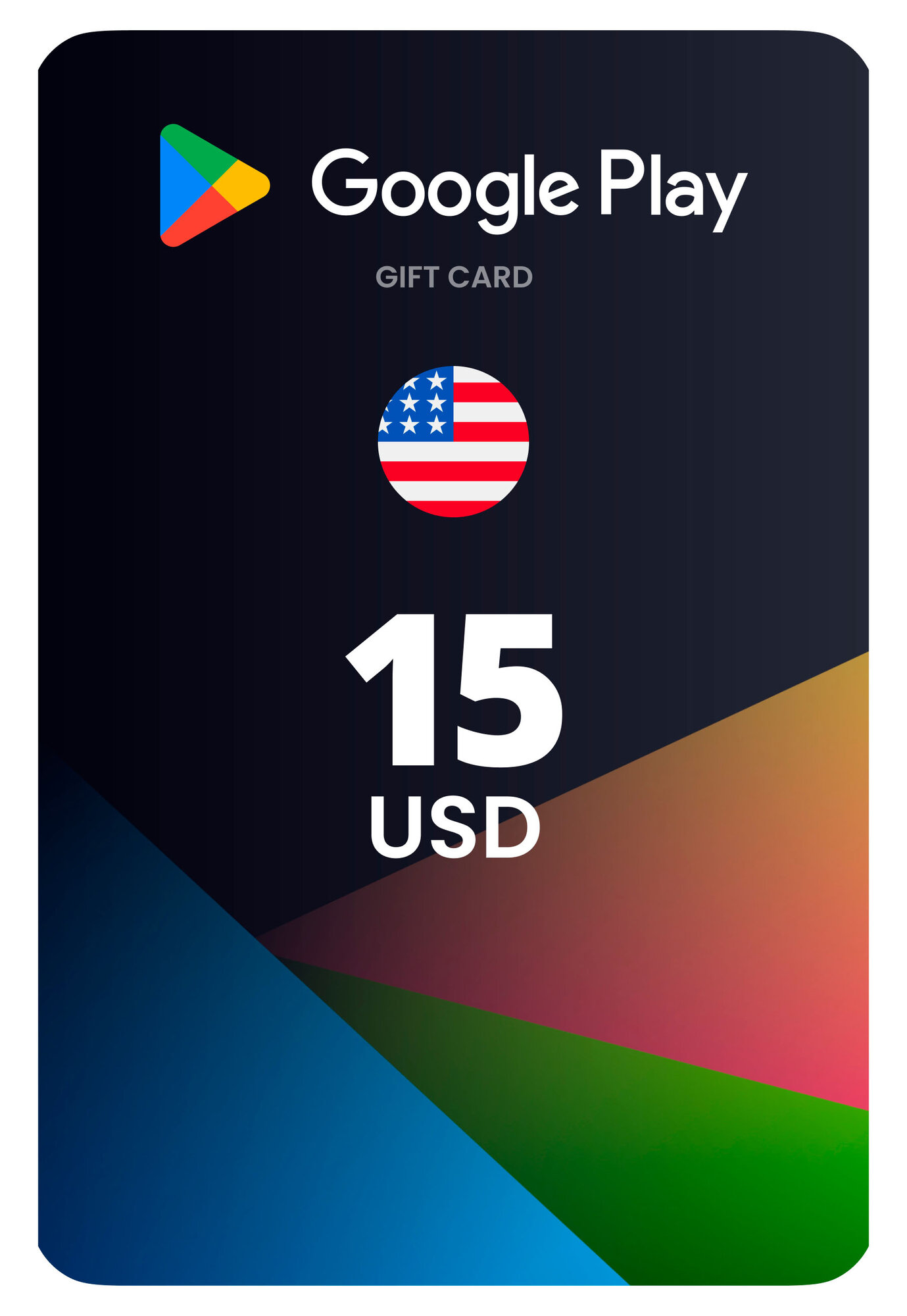 Карта оплаты Google Play - США 15 USD (Google Play; Android; Регион активации США)