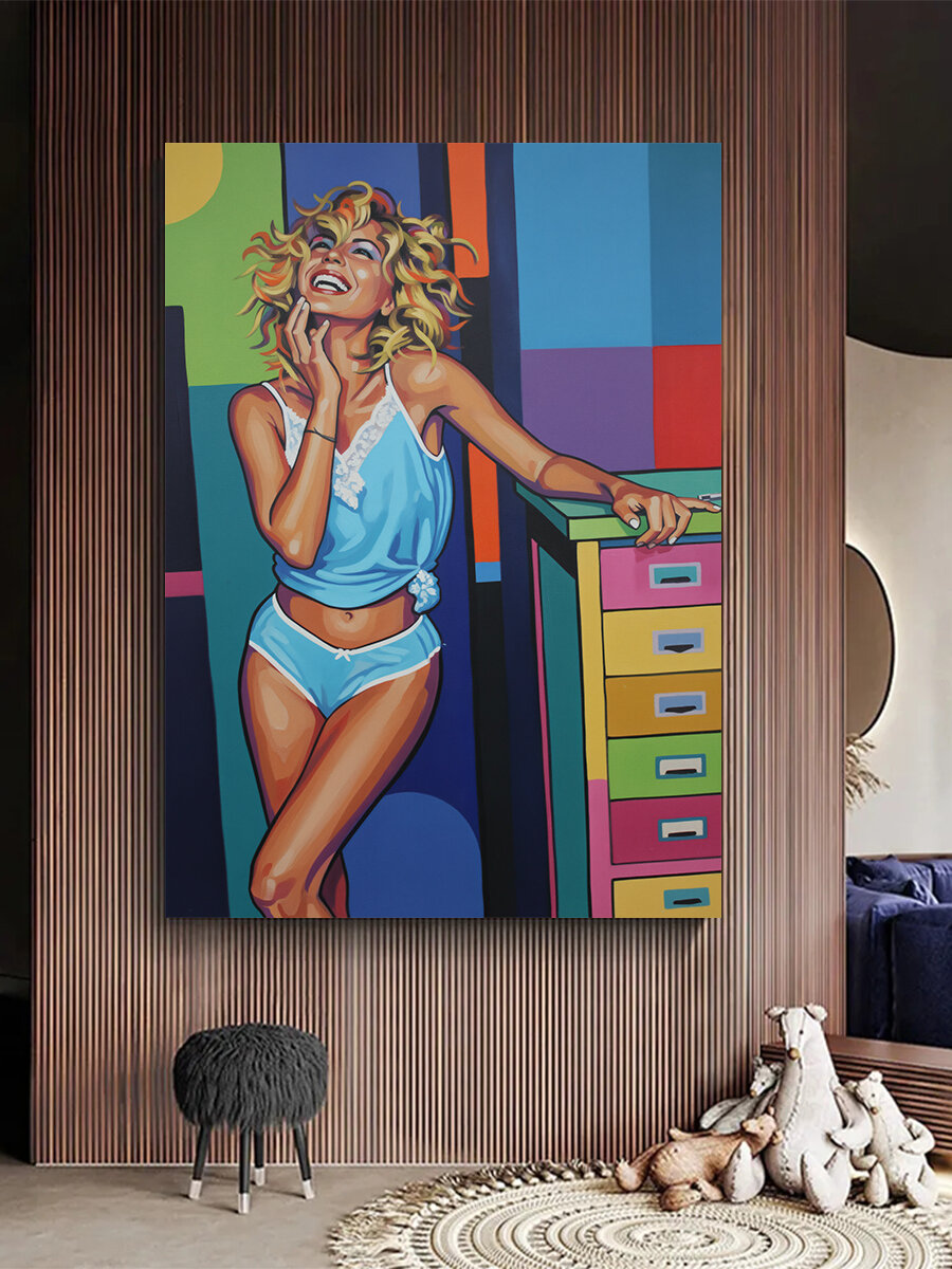 Картина интерьерная - "Девушка 18+, бикини, в красивом белье женщина 18+" , 50х70 см.