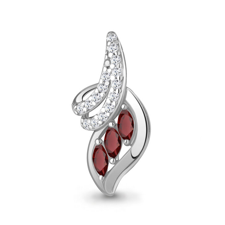 Подвеска, серебро, 925 проба, фианит, гранат