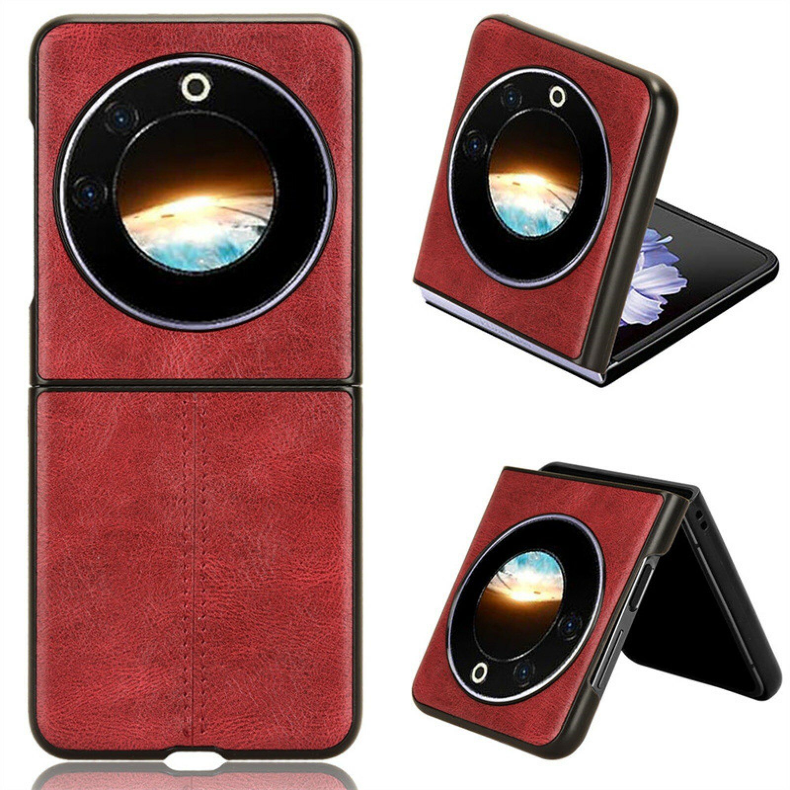 Чехол-крышка MyPads Nobile Paraurti для Tecno Phantom V Flip красный из прочного пластика и импортной кожи