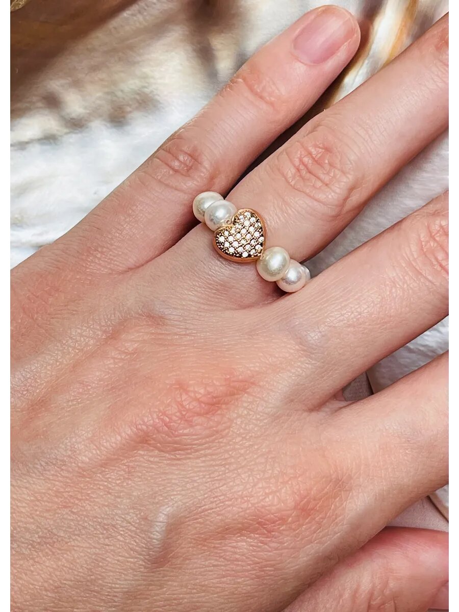 Кольцо, жемчуг культивированный