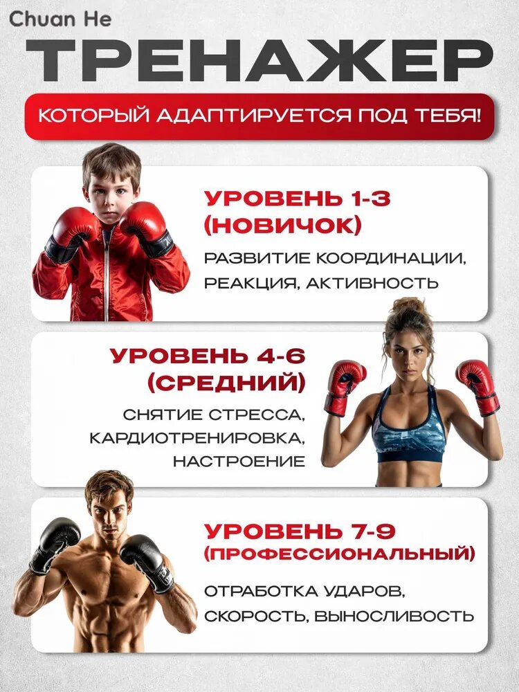 Интерактивный боксерский тренажер для всей семьи, черный цвет, 1.15 кг, идеальный подарок — фото 1