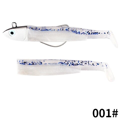 Силиконовая приманка FTK White Minnow Head 5g, 7cm, combo 001