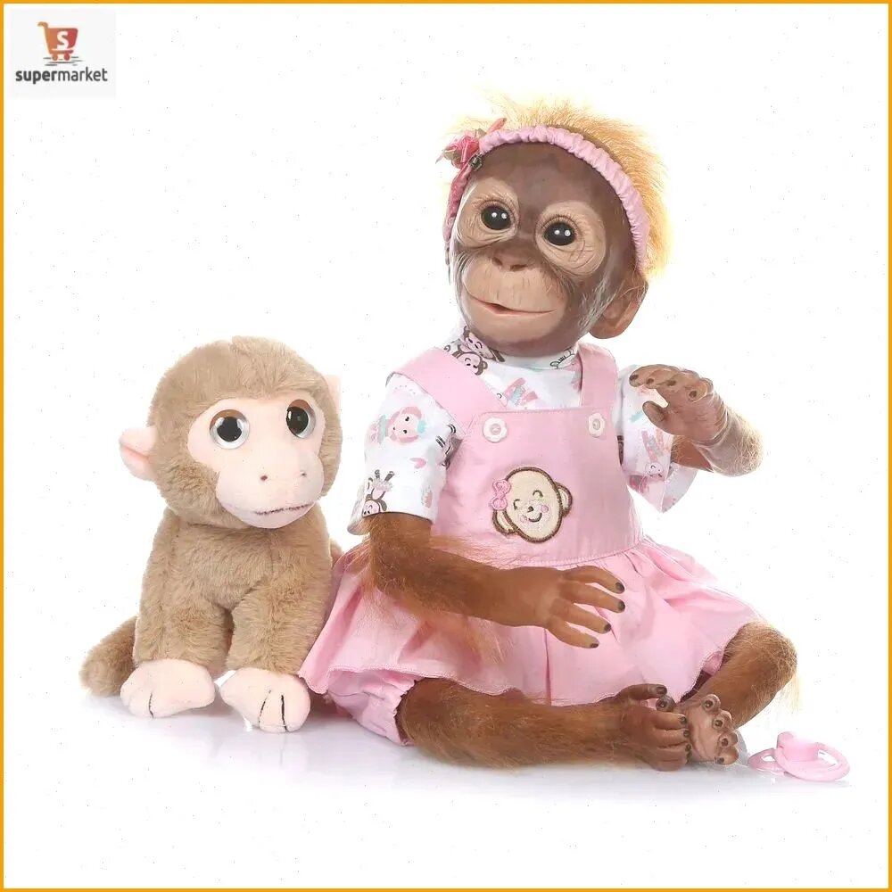 Эксклюзивная коллекционная кукла ручной работы Rebirth 52 см Art Cute Twin Monkey из мягкого гибкого винила и силикона