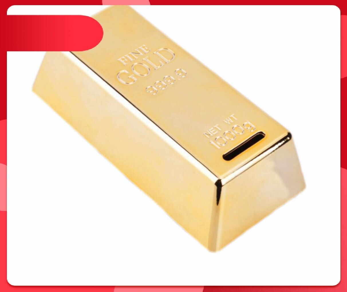 Подарочная копилка "Золотой слиток" MyPads M-Y00001, креативный подарок мужчине у которого все есть, банкиру другу брату сыну коллегам молодоженам руководителю на Новый год, 23-14 февраля