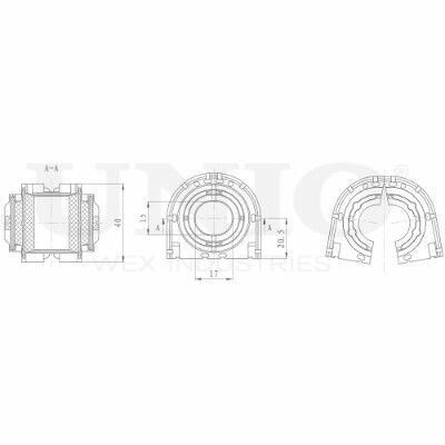 Втулка заднего стабилизатора UNIO RMP-10232 Vw Passat B6, B7 05-, Tiguan 08-, Skoda Octavia 1z3, 1z5 04-