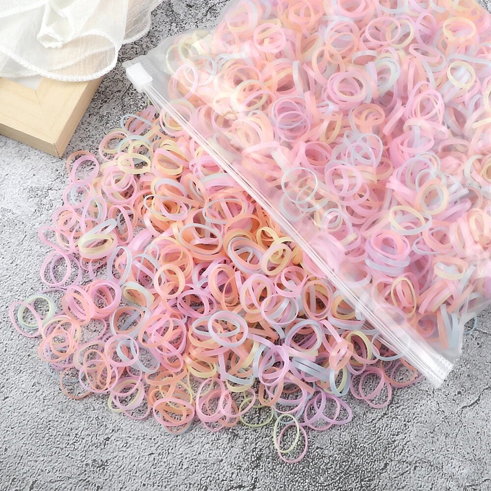 1000шт. Резинки для волос детские, розовые, Color 4