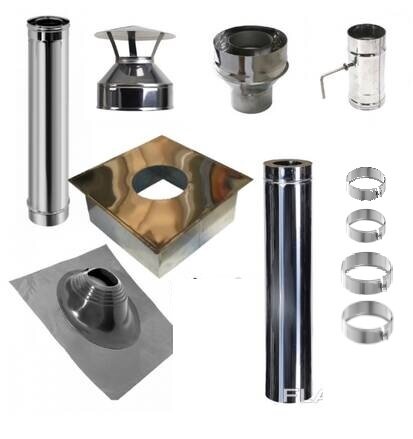 Комплект дымохода для бани и бытовок Ф 115(120) мм, нерж сталь 430, 1мм, 2м