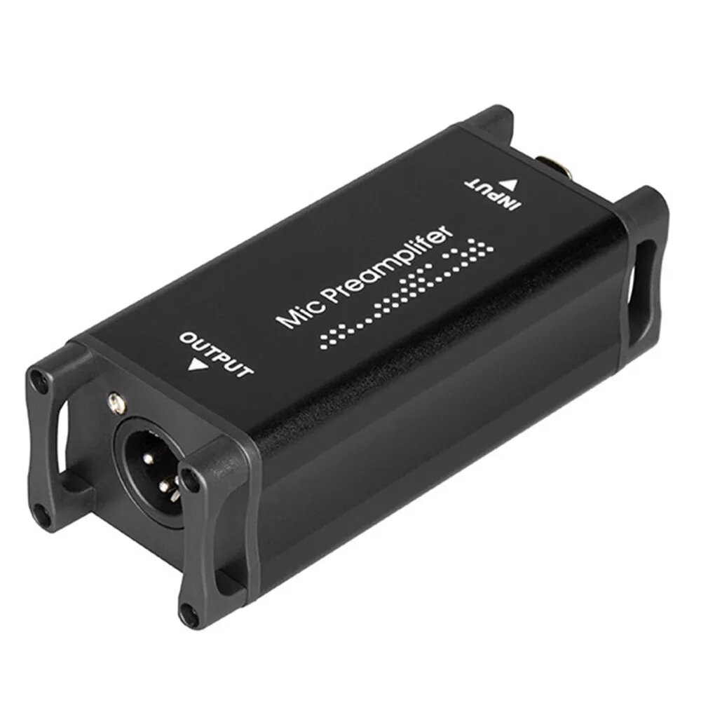 Аксессуар для микрофона универсальный Портативный усилитель речи с усилителем усиления, чистое усиление +25 дБ, преобразователь предусилителя проводного микрофона, диапазон воспроизводимых частот 20 Гц-20 кГц, черный