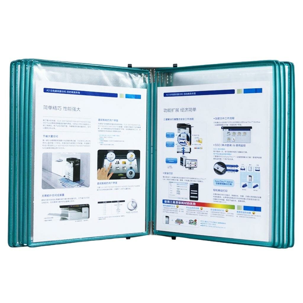 Настенная система доски с карманами, Зеленый - Вертикальный 10-страничный формат формата А4
