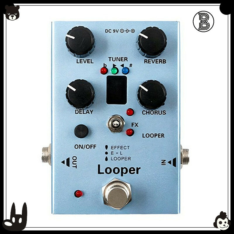 Гитара Multi-эффекты педаль с Looper - задержка, хор, реверб, тюнер, истинный байпас, 9V