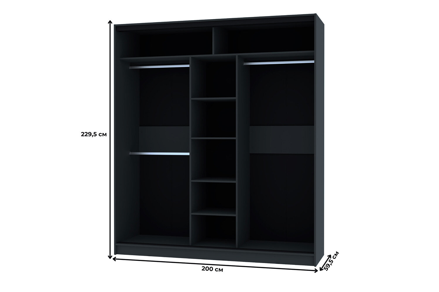 Шкаф-купе для одеждый 3-х дверный Hoff Home, 200х229,5х59,5 см, чёрный, серебро — фото 1