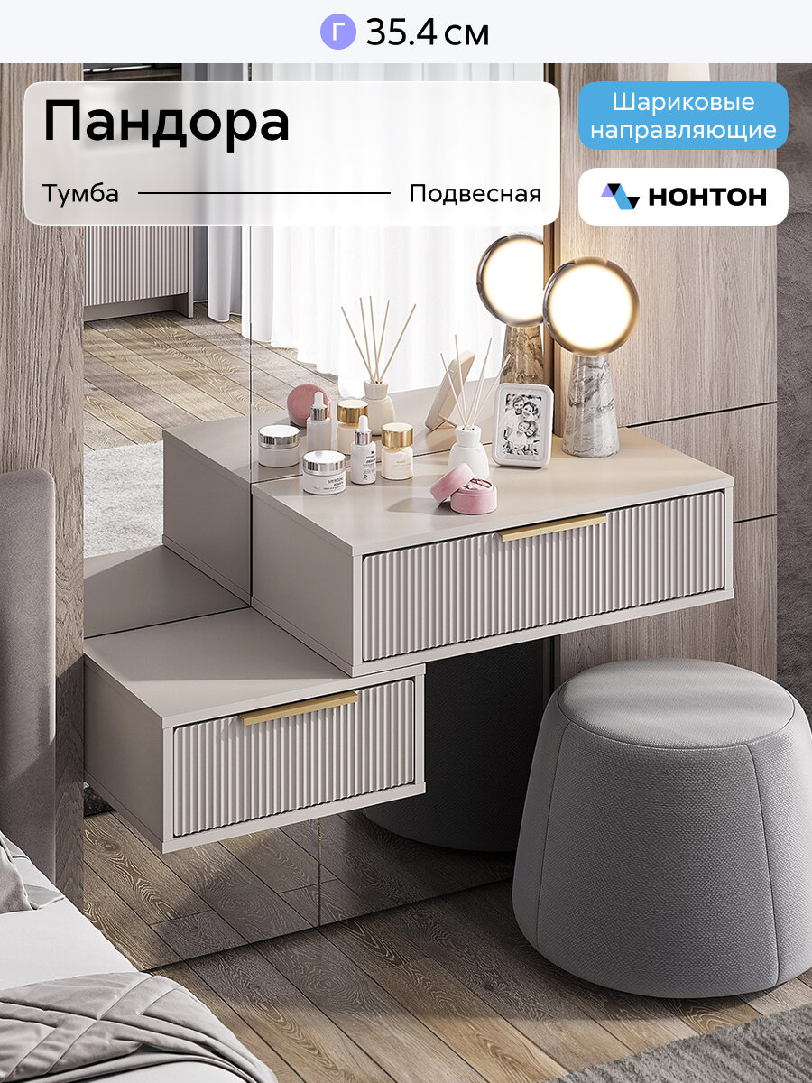 Тумбы прикроватные подвесные Нонтон Пандора, 2 шт, кашемир / айриш