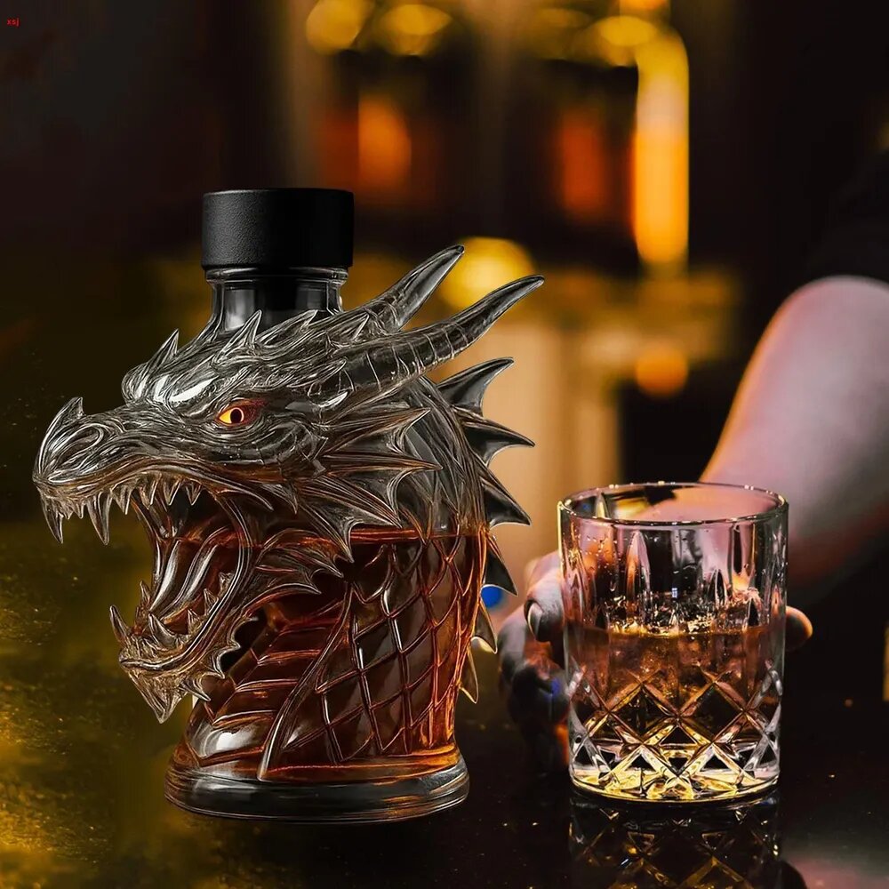 Бутылка для виски Dragon, 0.299 л, 1 шт, прозрачная, боросиликатное стекло