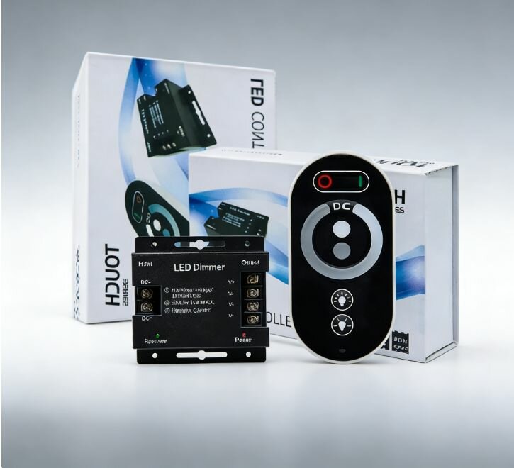 Контроллер для светодиодной ленты TOUCH Eleganz 216Вт(12В)/432Вт(24В), диммер для одноцветной монохромной ленты, черного цвета, IP20