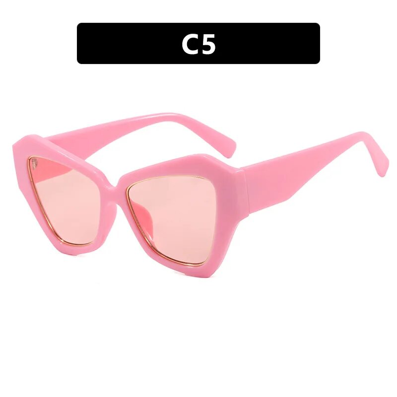 Розовые многоугольные солнцезащитные очки OLOEY C 5-Solid Pink Light