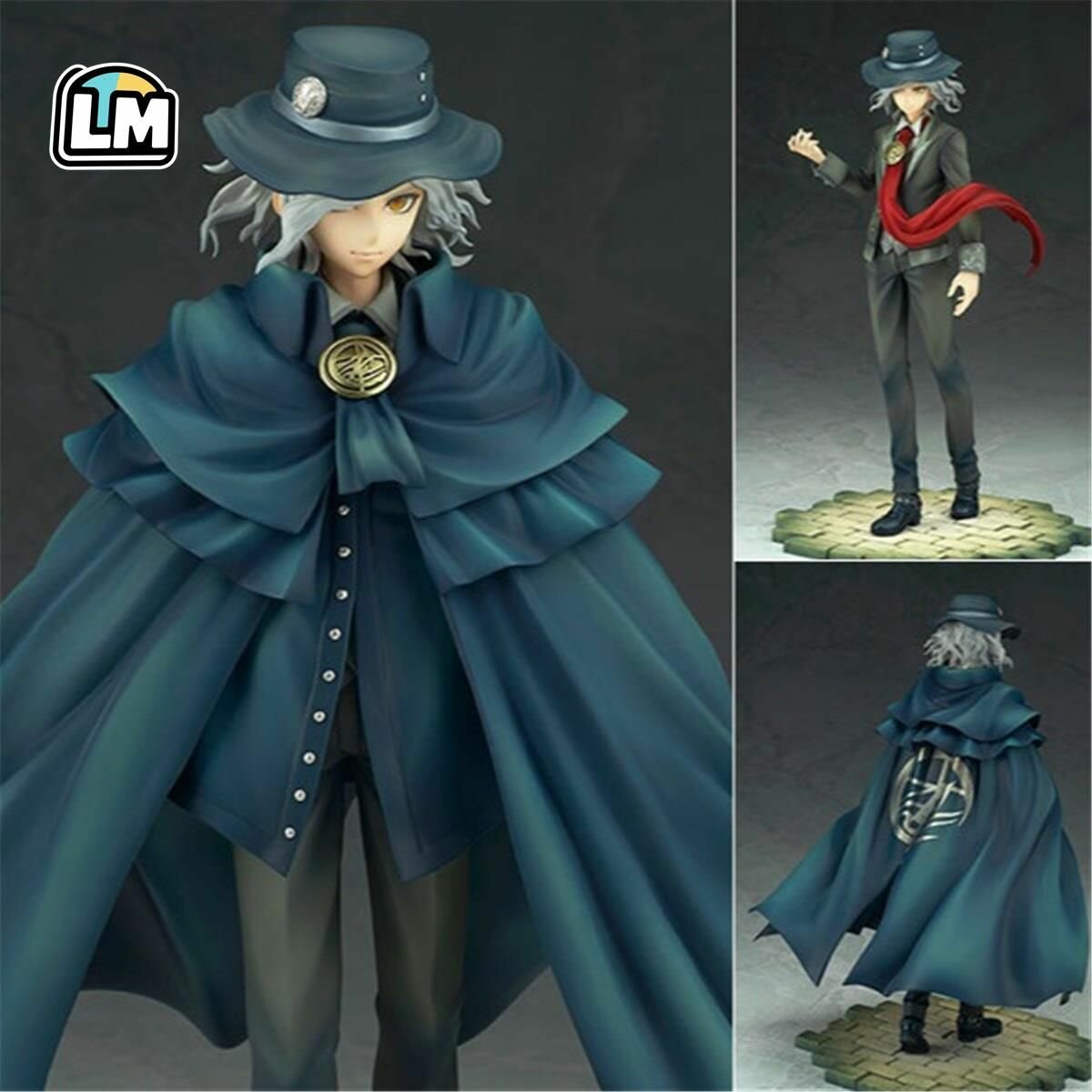 Аниме фигурка-Фигурка Эдмон Донтес (Fate/Grand Order) в тёмно-синем плаще, шляпе и греческом костюме с красным шарфом