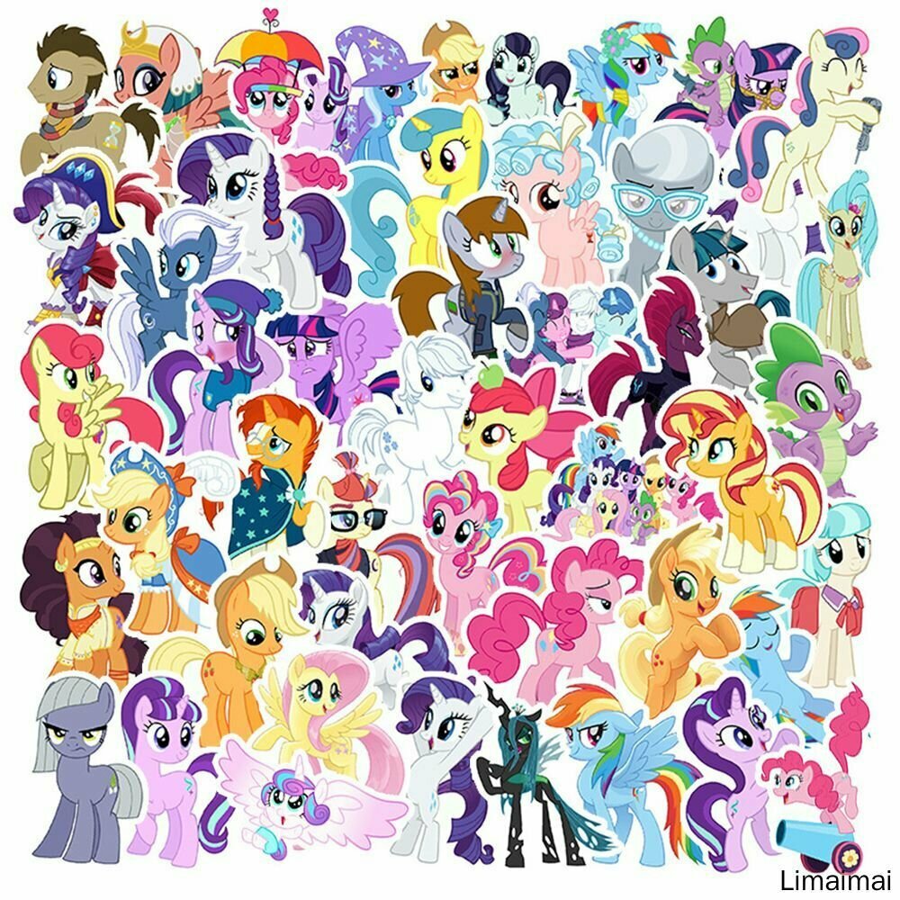 50 шт. Наклейки Пони Водостойкие виниловые наклейки для ноутбука и бутылки воды