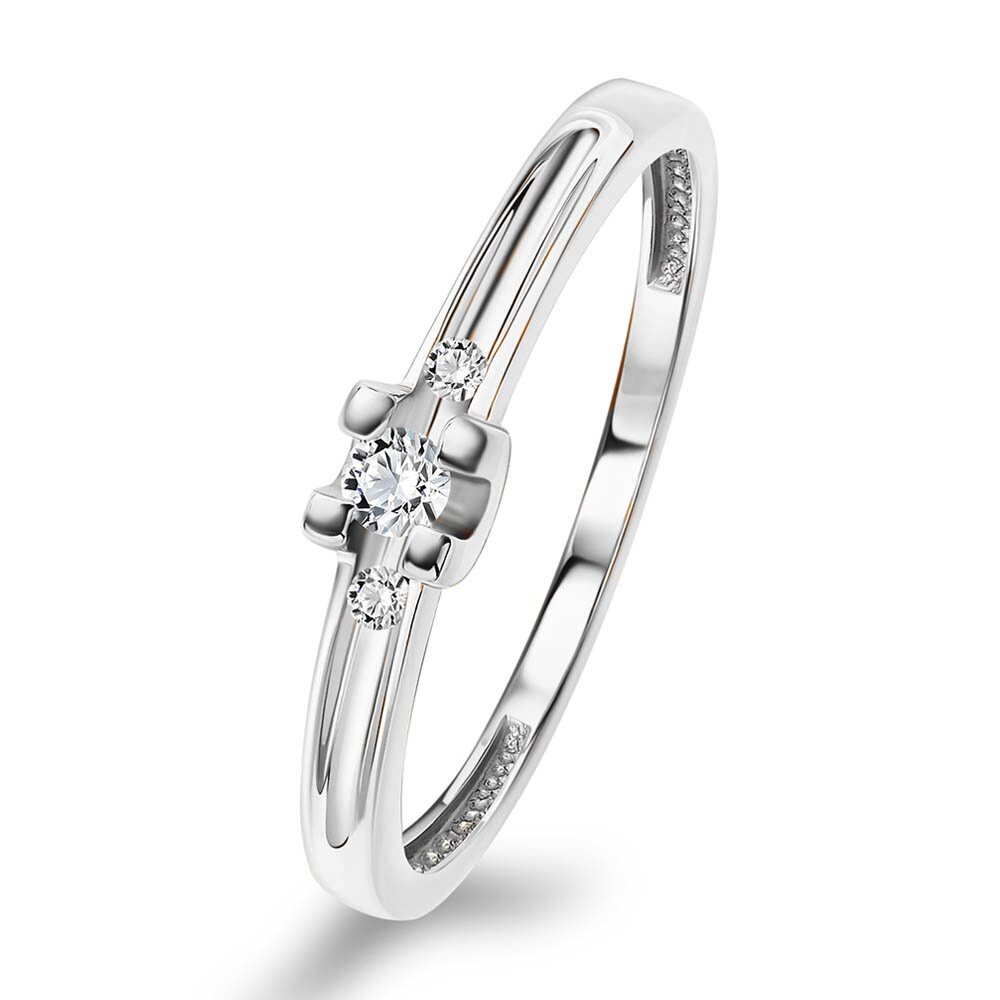 Кольцо помолвочное, белое золото, 585 проба, родирование, бриллиант