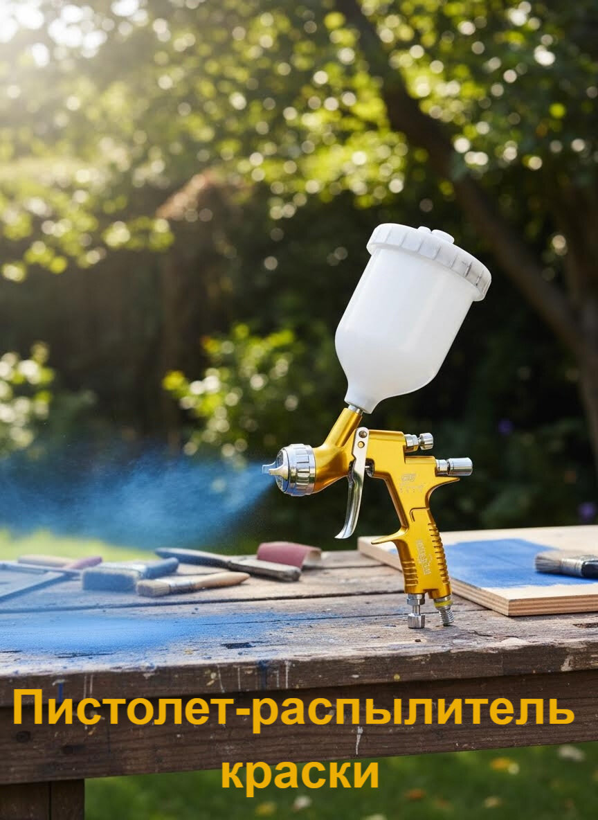 Краскопульт пневматический, верхний бачок600 мл, резьба 1/4", сопла 1,3 мм