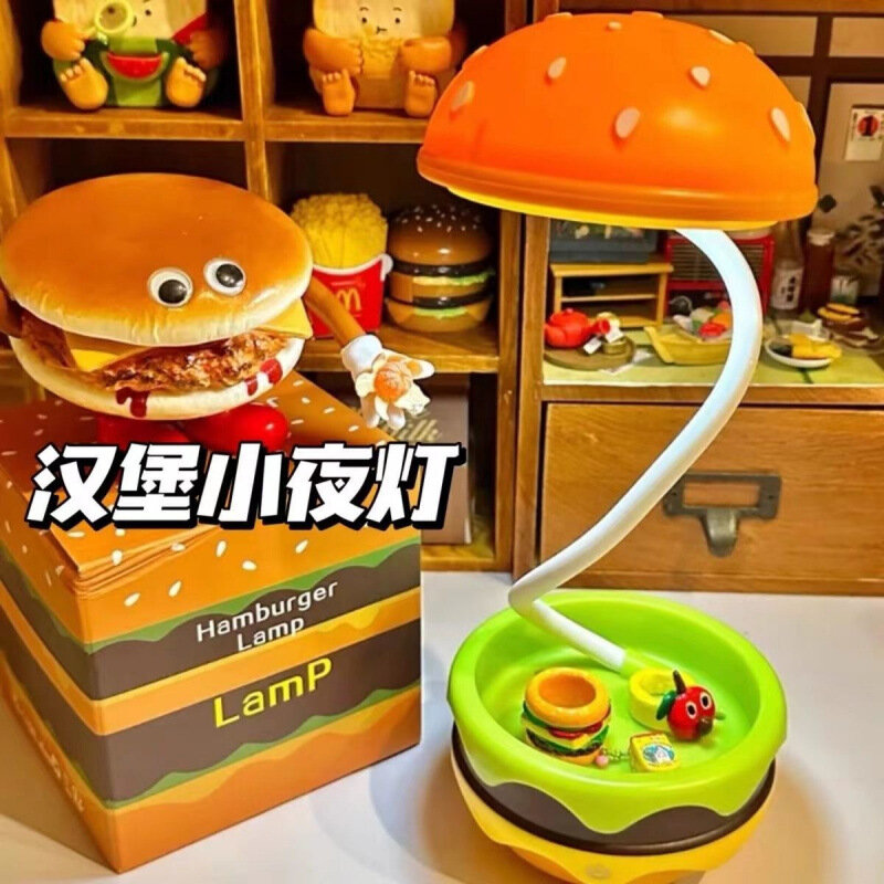 Ночник в виде гамбургера, лампа для сна в виде картофеля фри из McDonald's, перезаряжаемая прикроватная лампа, настольная лампа для общежития, подарок на день рождения.