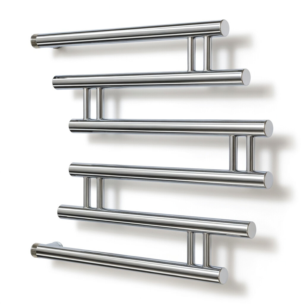 Полотенцесушитель 50x60 см, водяной, нержавеющая сталь, подключение 1', порошковая покраска, хром