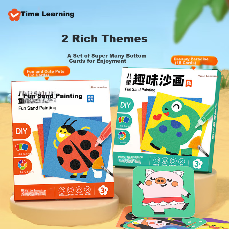 Креативная песочная картина DIY для детей 3-6 лет Образовательный подарок Цвет：Песочная картина с веселыми мотивами