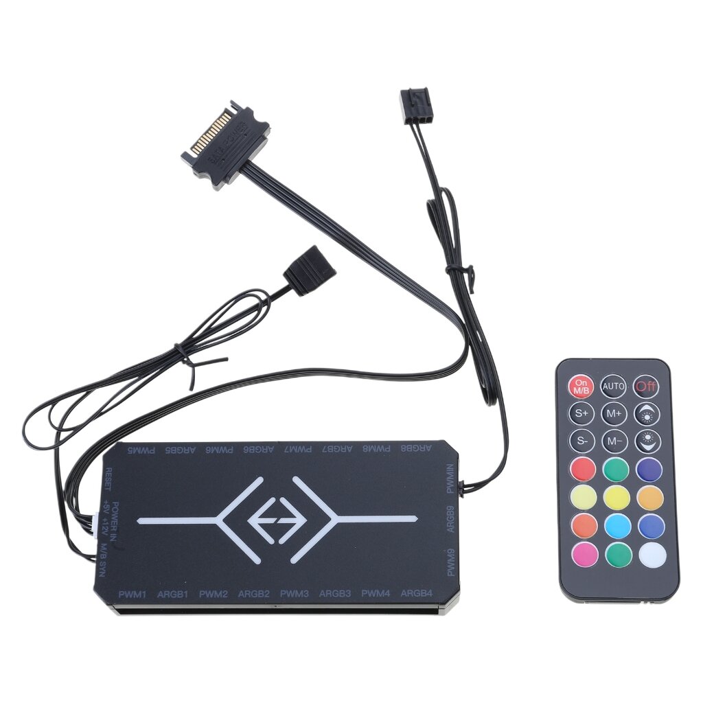 4PIN PWM RGB Case Fan Hub Контроллер SATA Адаптер питания для вентилятора ARGB PWM