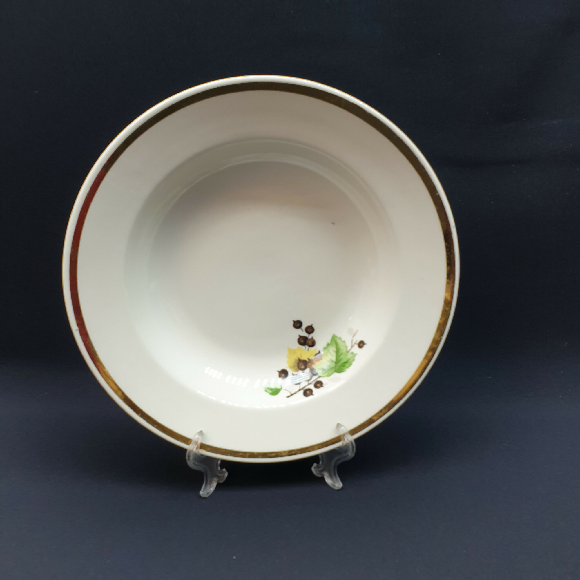 Винтажная суповая тарелка Чайка Краснодарский з-д, фарфор, деколь, позолота,24 см, винтаж СССР