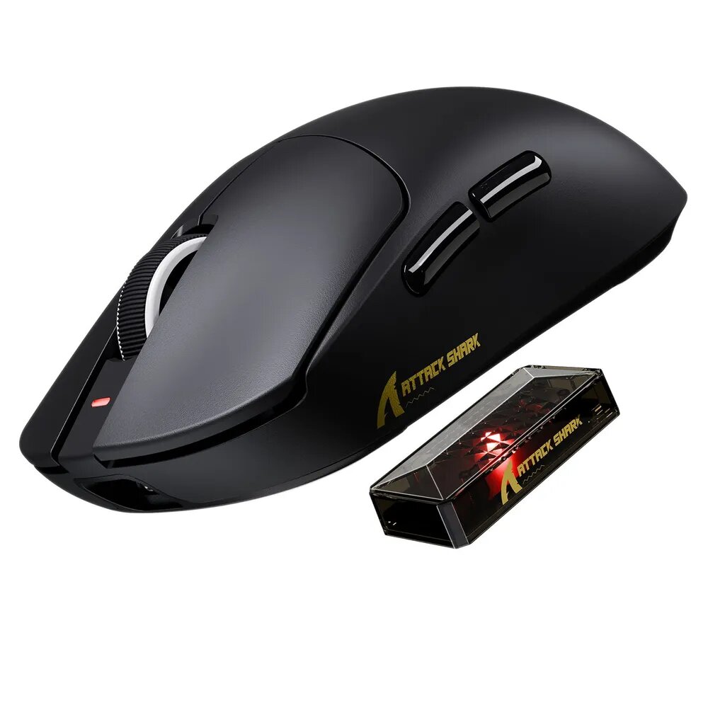 ATTACK SHARK Игровая мышь беспроводная X8ULTRA 8000 Гц, беспроводная, 55 г, сверхлегкая, 42000 точек на дюйм, сенсор PAW3950MAX, Nordic 52840, черный матовый