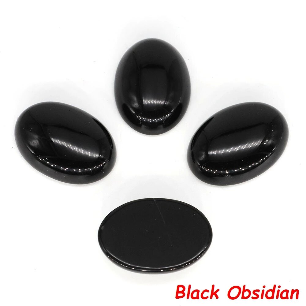 Черные кабошоны из обсидиана Черный, 1 PC, Black Obsidian
