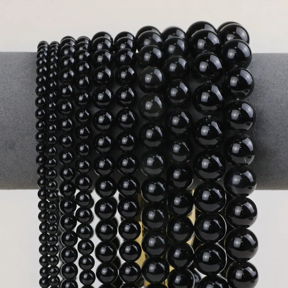 Бусины из натурального камня JHNBY 4-12 мм тигровый глаз, Черный, 6MM (About 60pcs), Black Agate