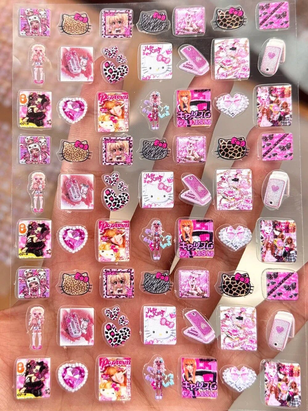 Набор наклеек MINISO Hello Kitty Mymelody Kuromi Розовый, 15